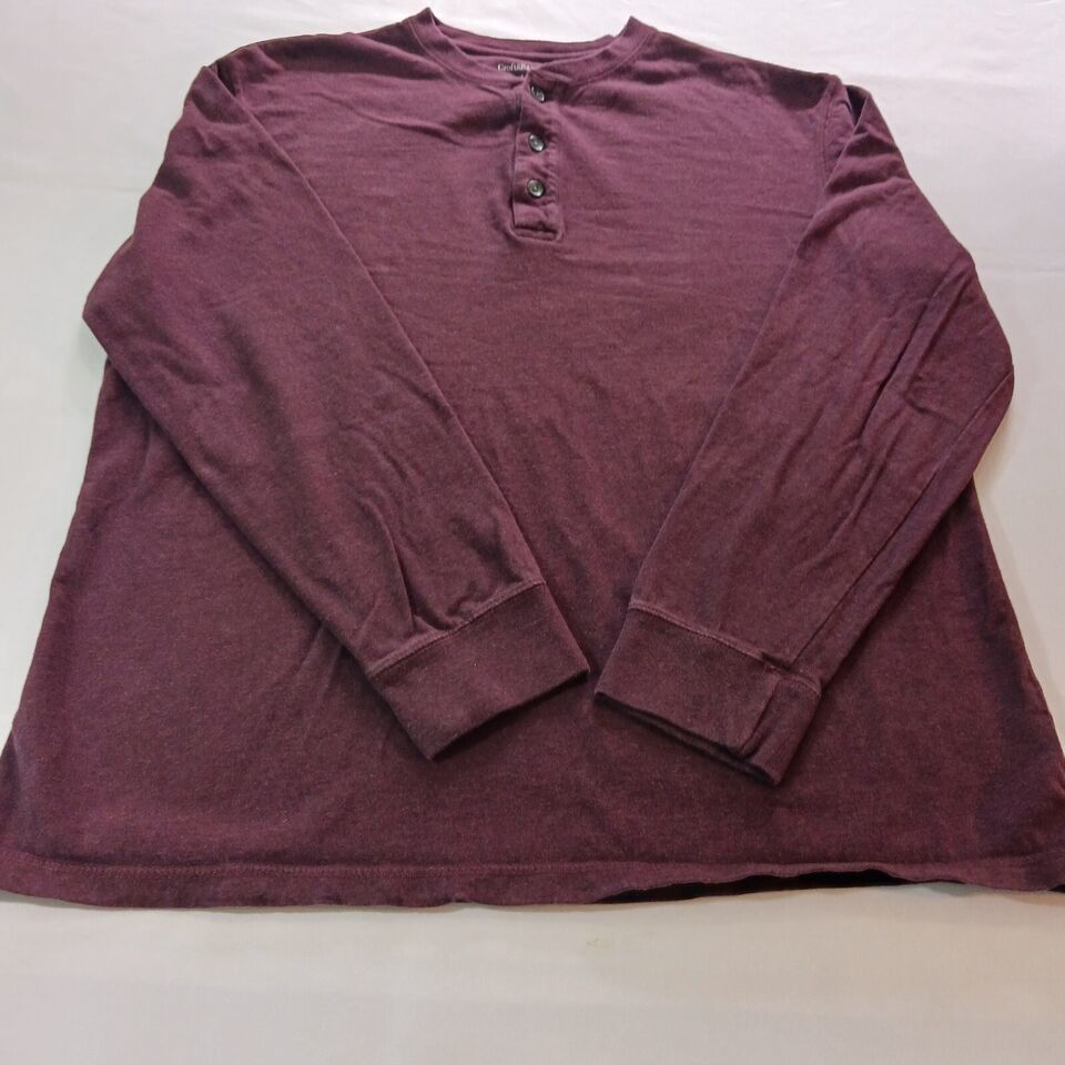 Croft & Barrow RN#73277 Men's Burgundy Cotton Henley Shirt Long Sleeve ...