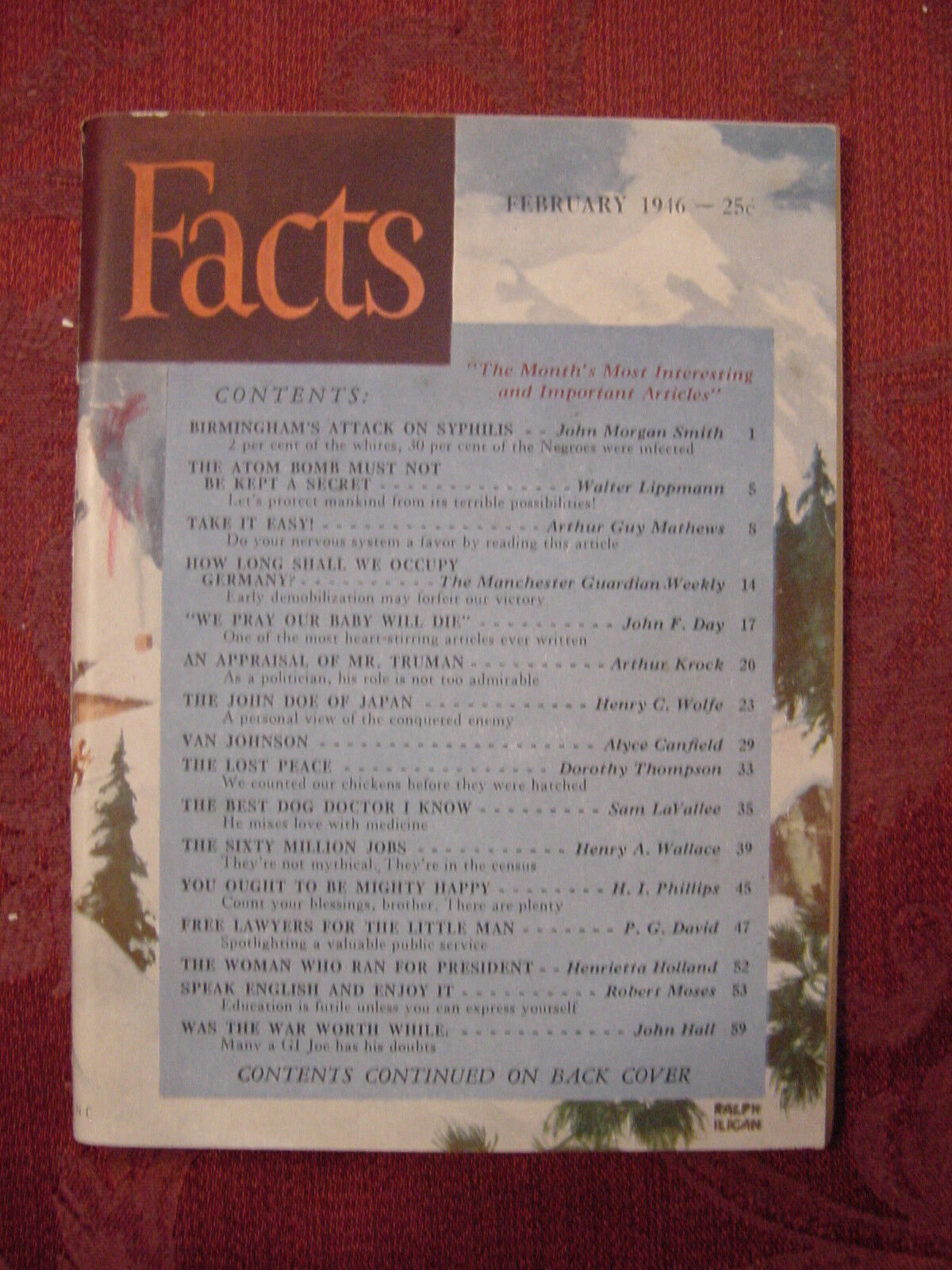 FACTS magazine February 1946 Walter Lippmann Van Johnson Igor I ...