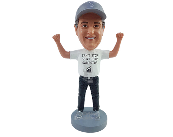 Custom Bobblehead Winner male with arms up happy wth tshirt and jeans ...