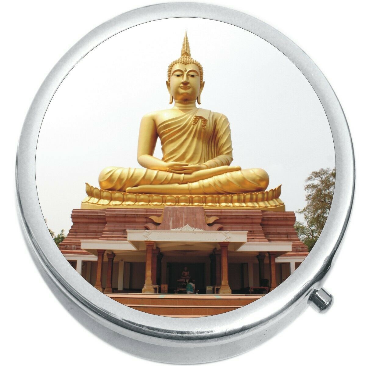 Buddha Temple Medicine Vitamin Compact Pill Box - Pill Boxes, Pill Cases