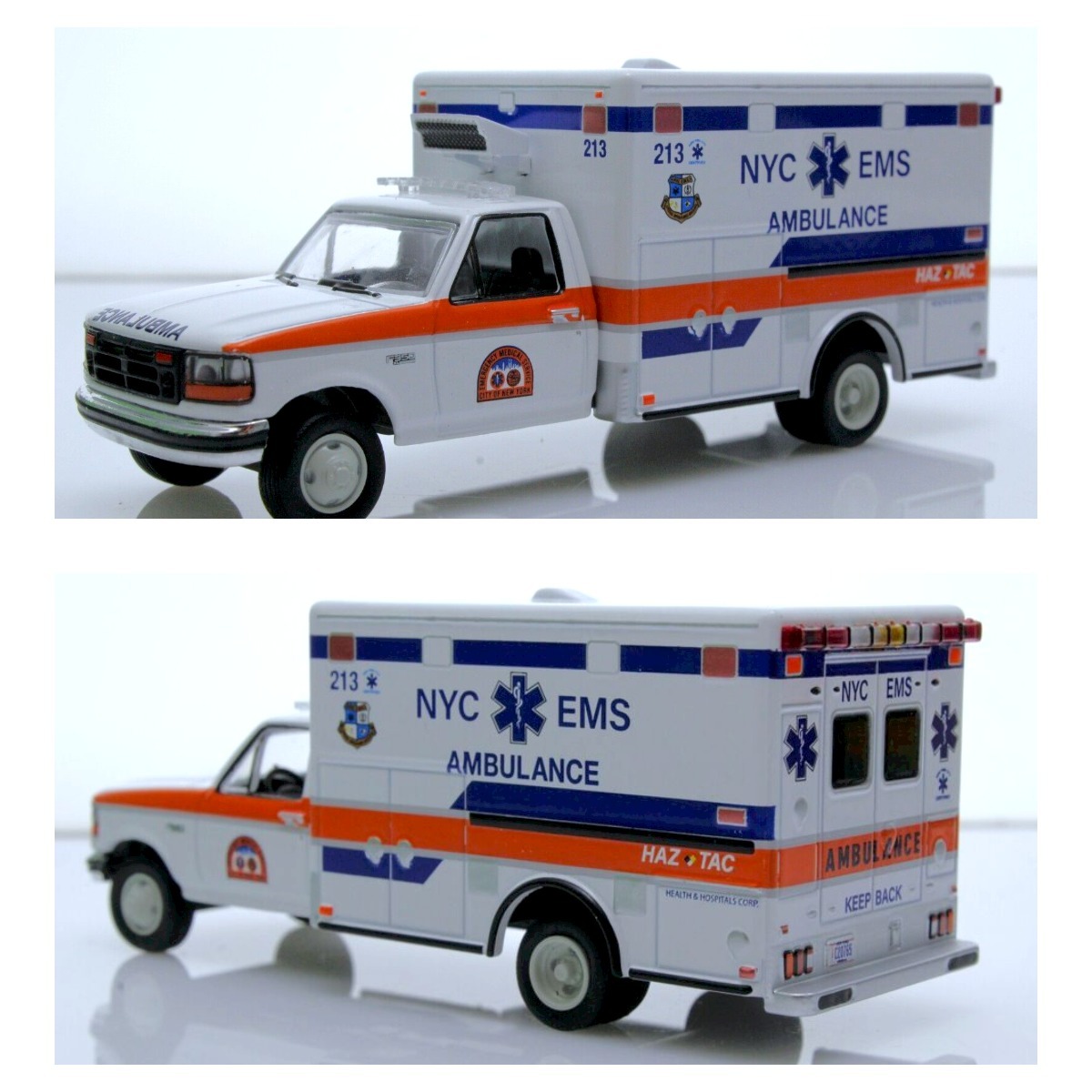 1:64 Diecast 1994 Ford F-350 NYC EMS New York City HAZ TAC Ambulance ...