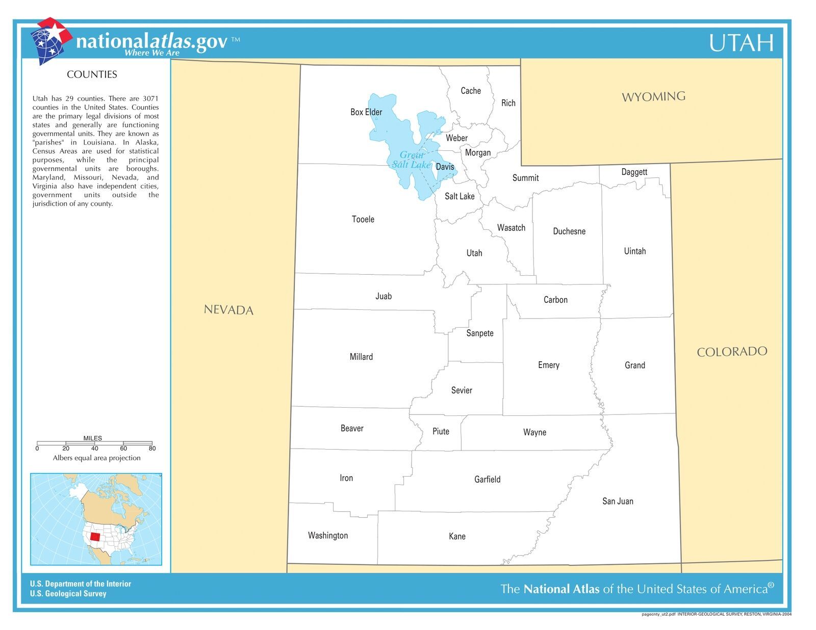 Utah State Counties Laminated Wall Map - Maps & Atlases