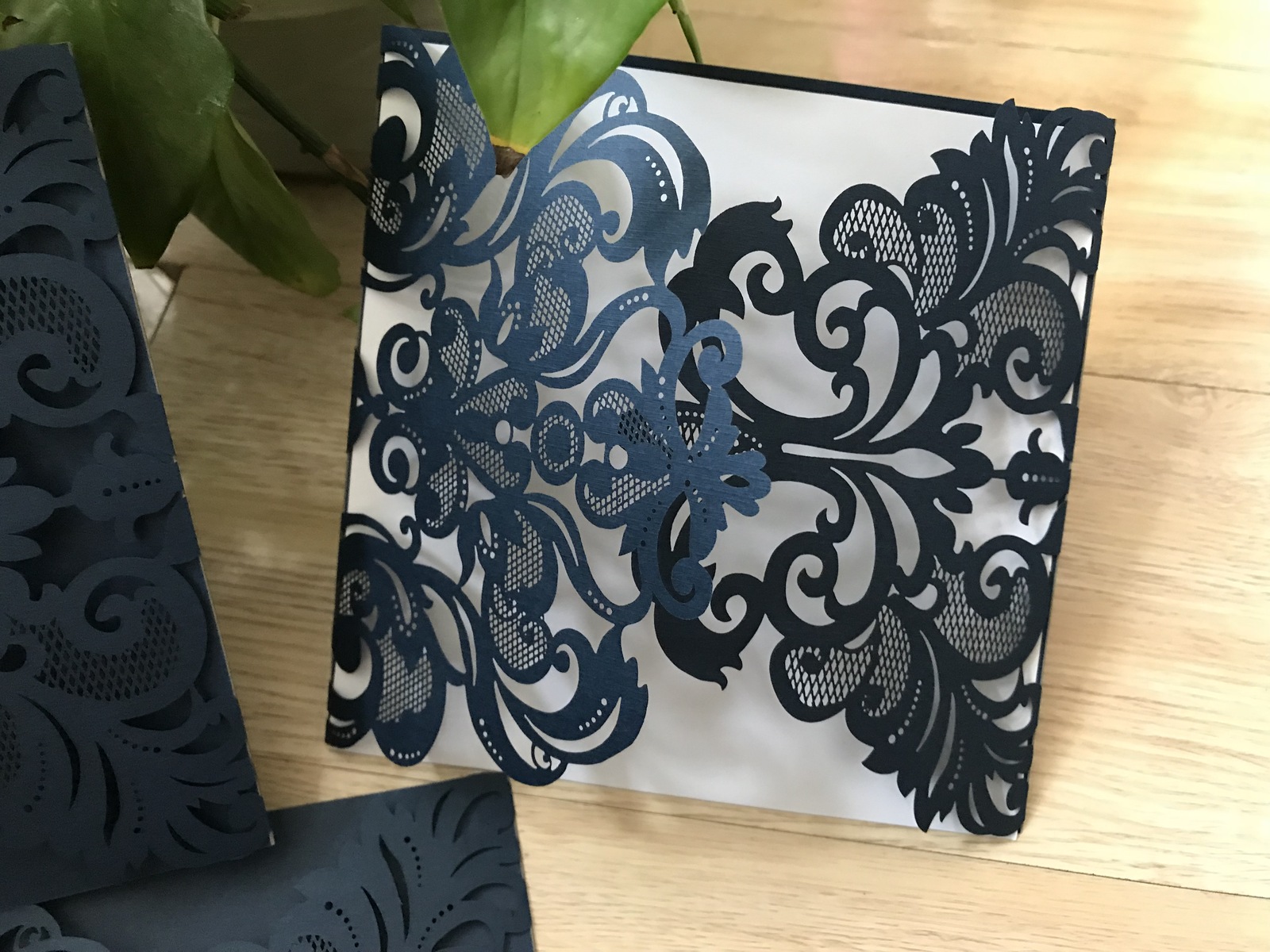 Dark Navy Blue Laser Cut Invitation,Laser Cut Wedding Invitations ...