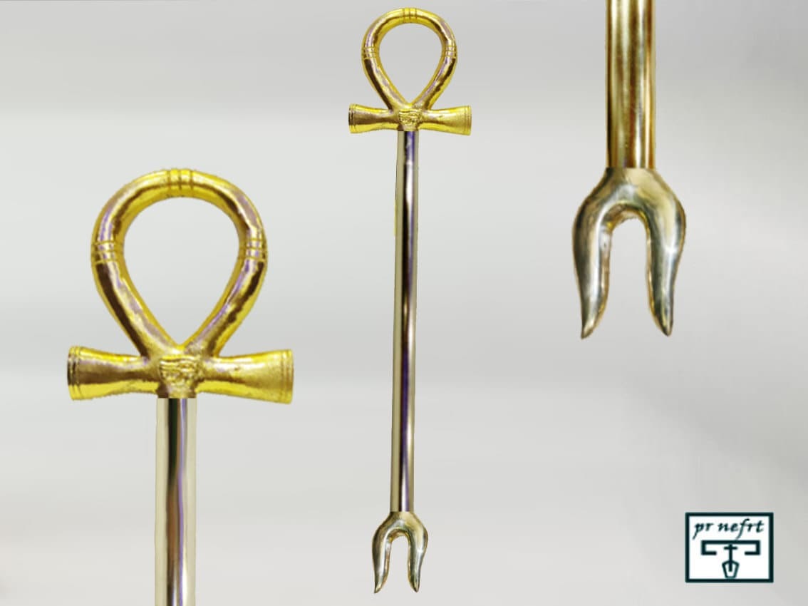 Ankh scepter. The scepter of kings. Rare Pharaoh's scepter. Gold leaf ...