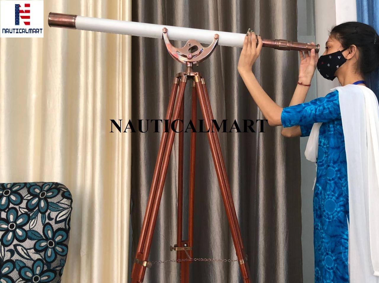 Floor Standing Bronzed With White Leather Griffith Astro Telescope 65 ...