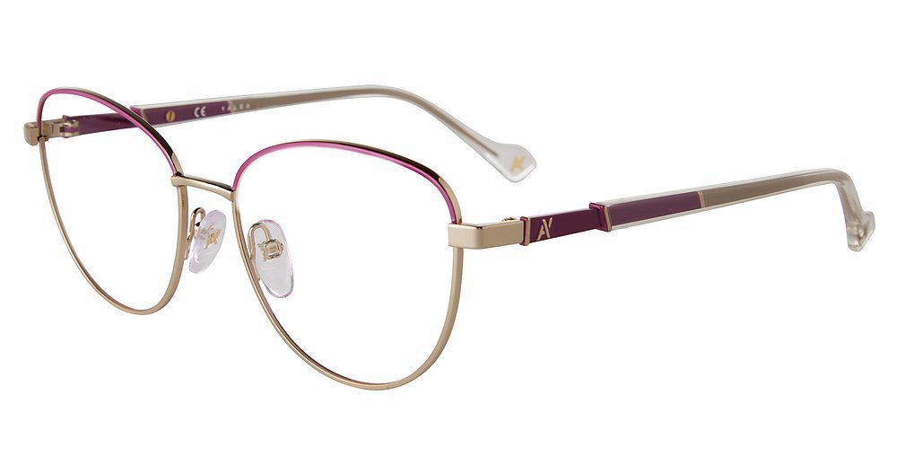 YALEA OPTICAL VYA066L Eyeglasses LT-GOLD-COLORS-0492 52mm - Eyeglass Frames