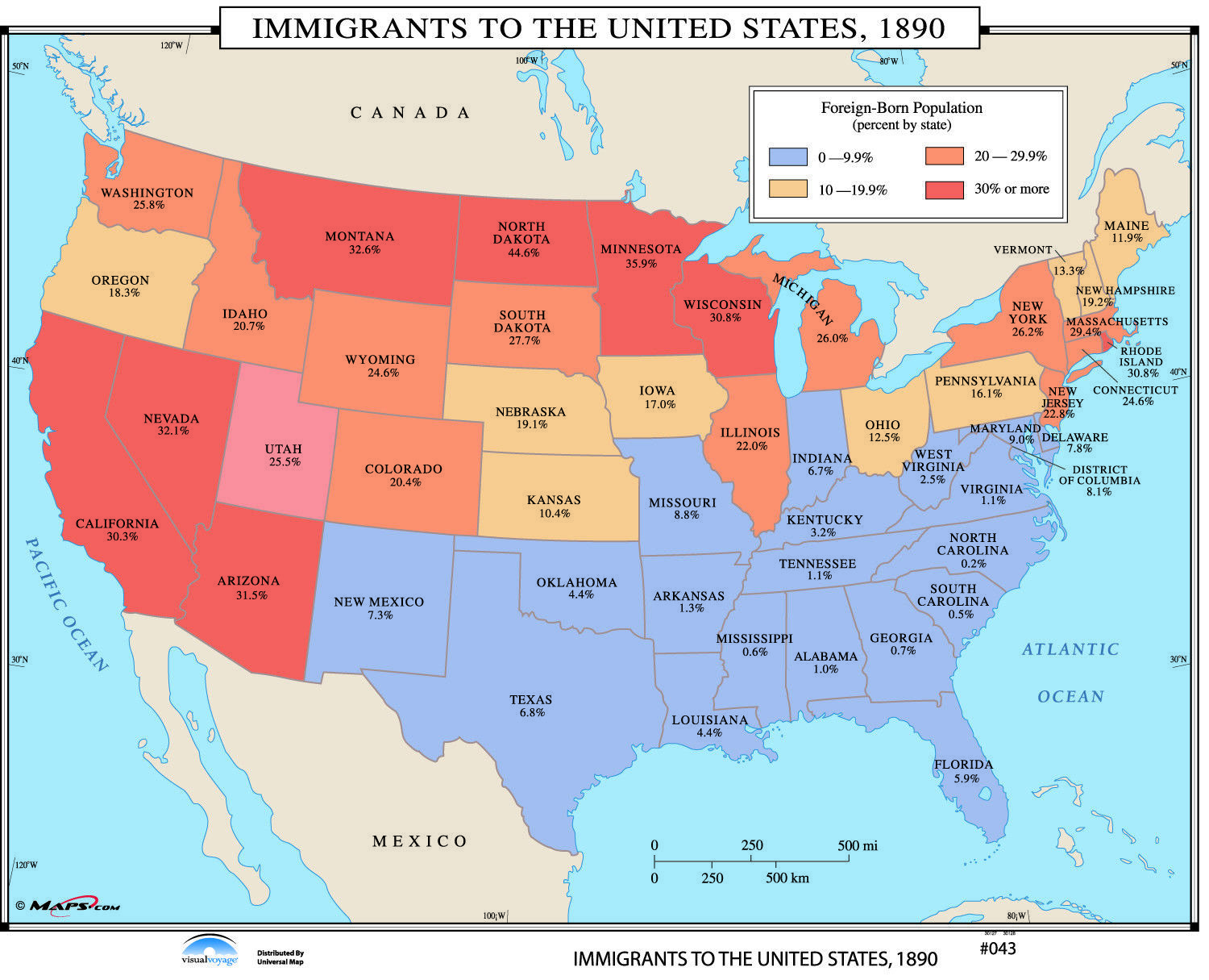 043 Immigrants to the US, 1890 - Maps & Atlases