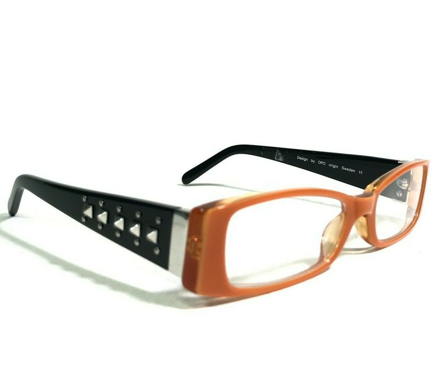 OPO Eyeglasses Frames 4900 COL.X49 Black Orange Rectangular Studded 50 ...