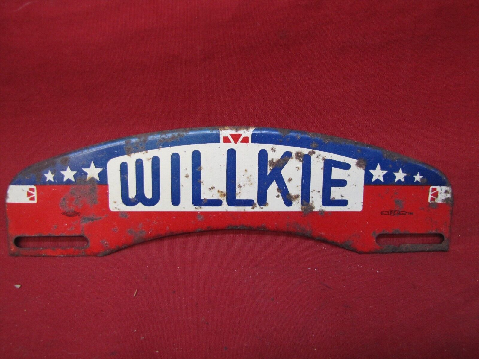 1940 Willkie For President Political Campaign License Plate Topper ...