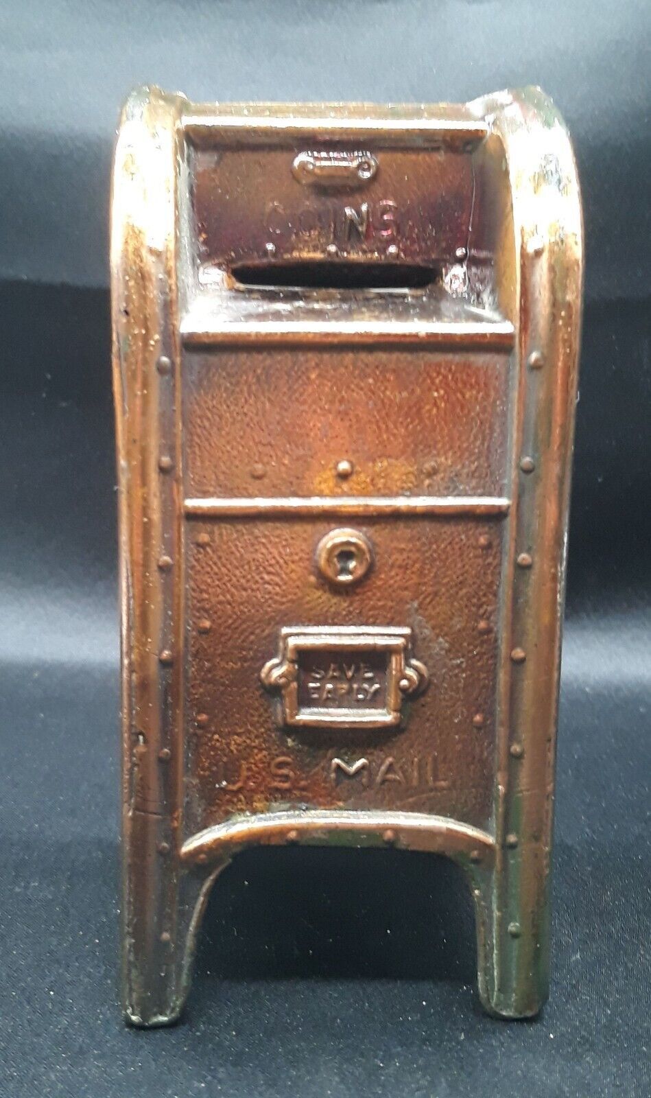 Vintage Bronze Mail Box Bank 2 1/2" X 2 1/2" X 5 1/2" - Other