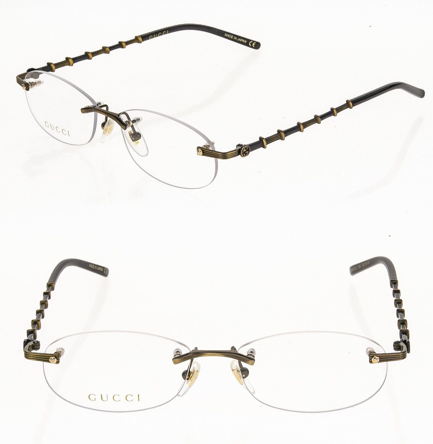 GUCCI BAMBOO 0857 Bronze Burgundy Oval Rimless Eyeglass GG0857OJ 52mm ...