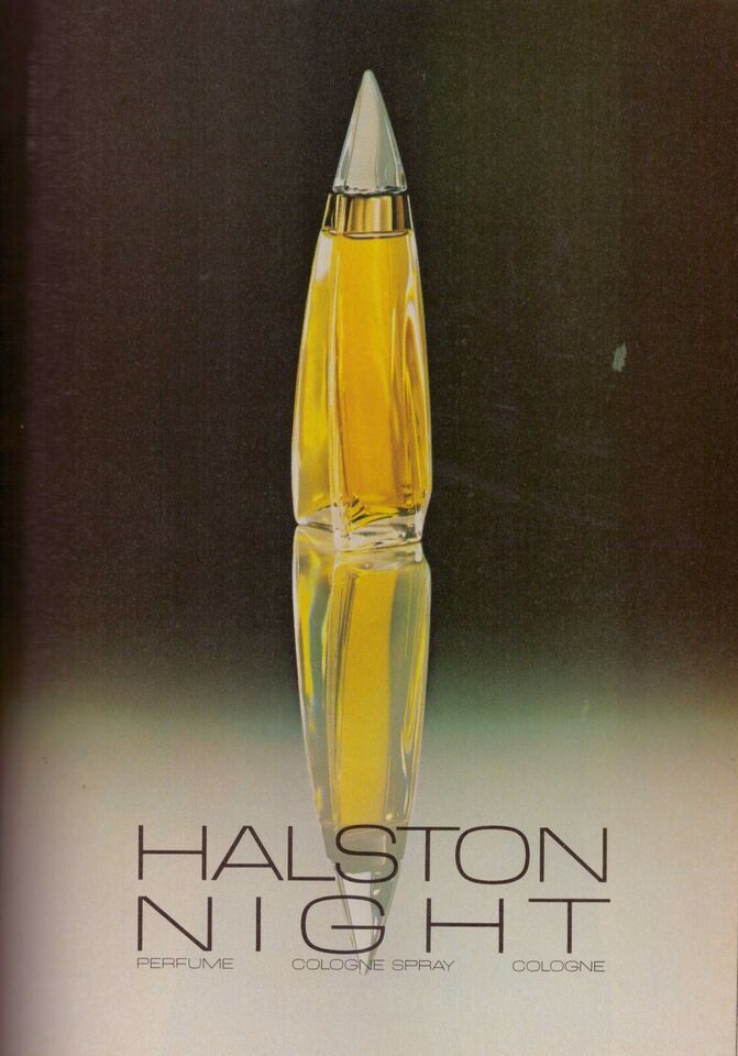 1981 Halston Night Perfume Elsa Peretti Bottle Vintage Print Ad 1980s ...