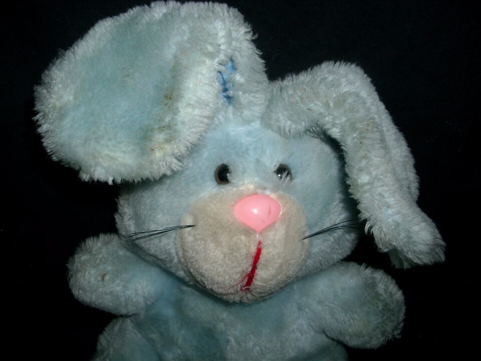 VINTAGE KAY BEE KAYBEE TOY STORES BLUE BABY BUNNY RABBIT STUFFED ANIMAL ...