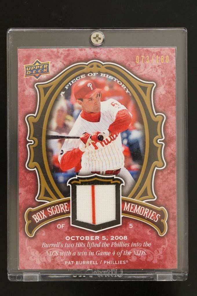 2009 UD Baseball Piece of History Box Score Memories Jersey Pat Burrell ...