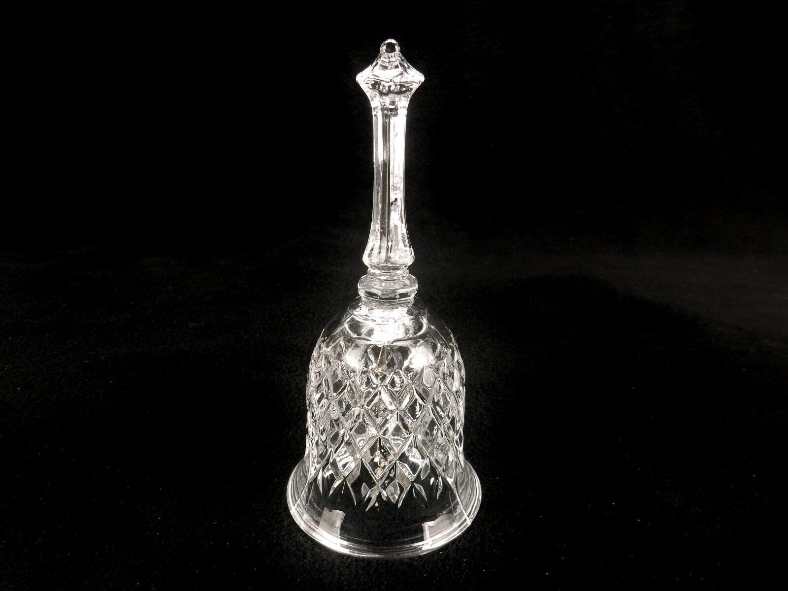 Vintage Glass Hand Dinner Bell, Crosscut Diamonds, Pressed Glass ...