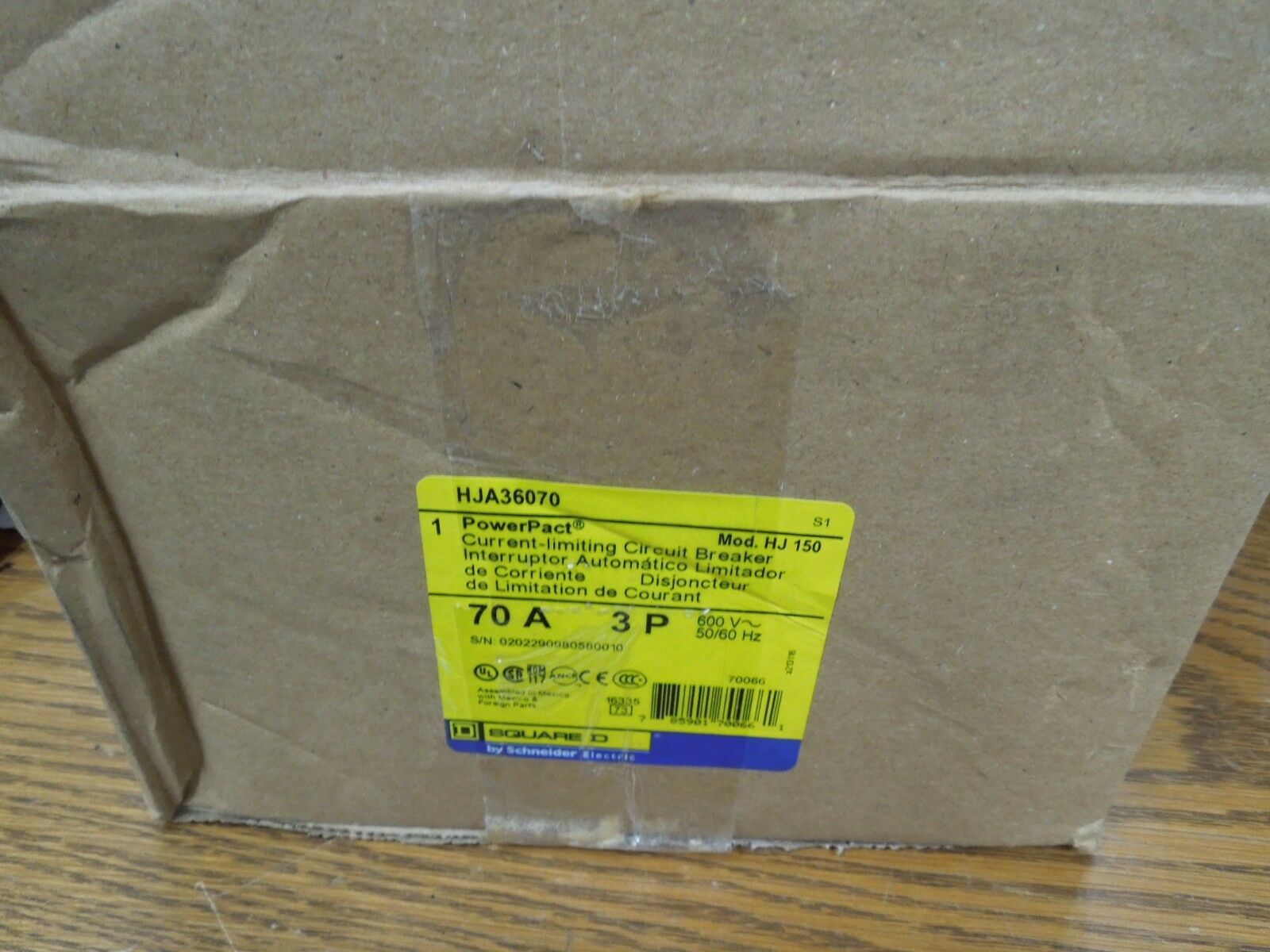 Square D I-line PowerPact Circuit Breaker HJA36070 70A 3P 600V New ...