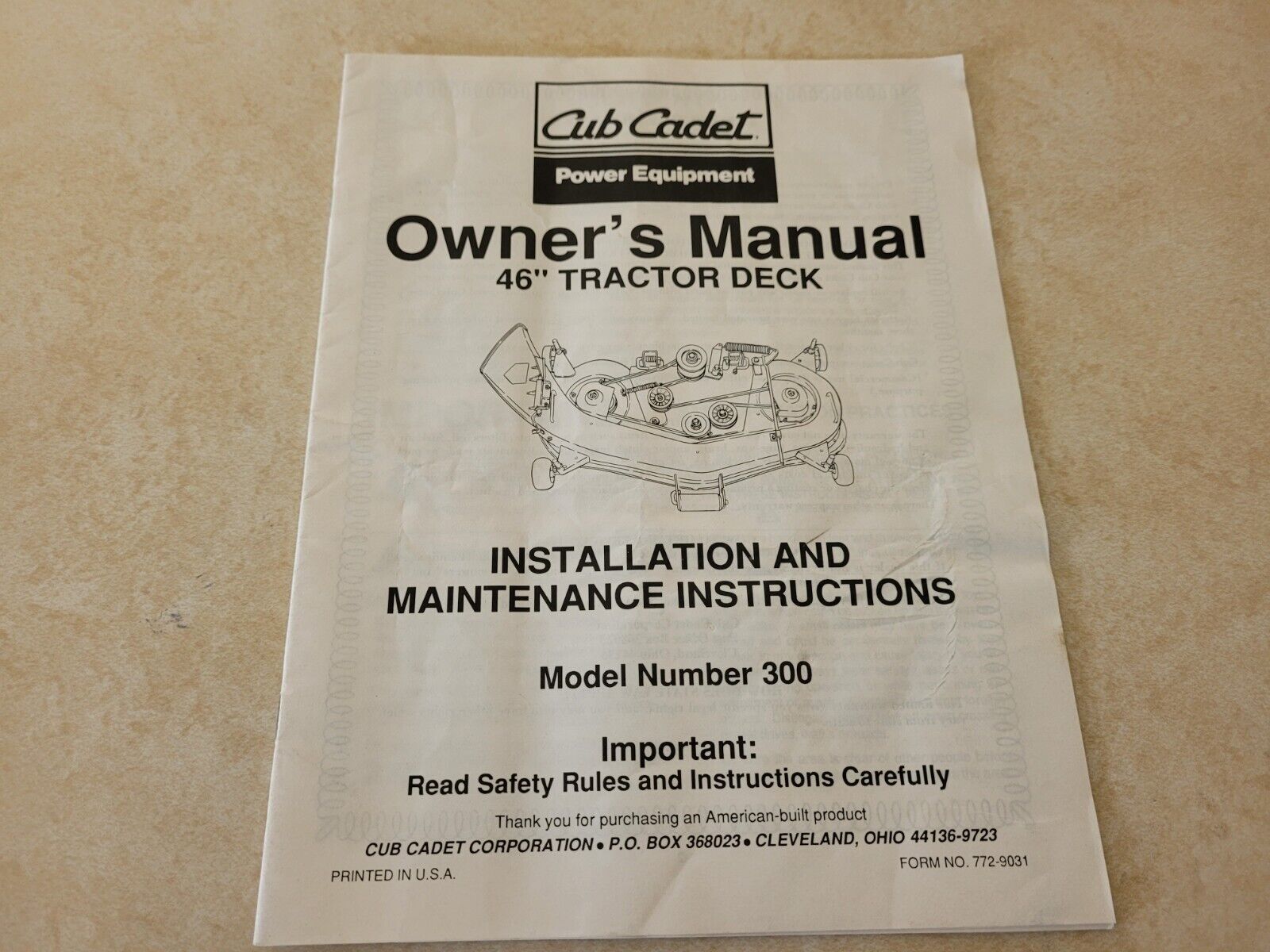 Cub Cadet Model Number 300 46" Mower Deck Manual - 23 Pages - Books