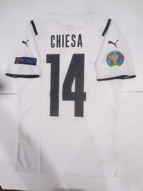 Federico Chiesa Italy 20/21 Euro Match Slim White Away Soccer Jersey ...