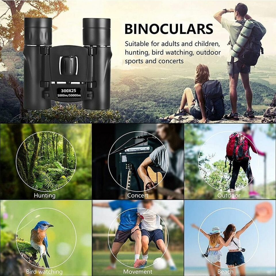 300x25 Powerful HD Binoculars 50000M Long Range Folding Mini Telescope ...