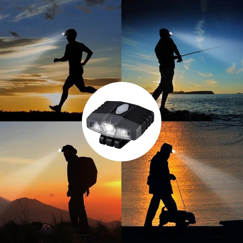 Rechargeable Headlamp Hand-waving Sensor Headlight Clip on Cap Light ...