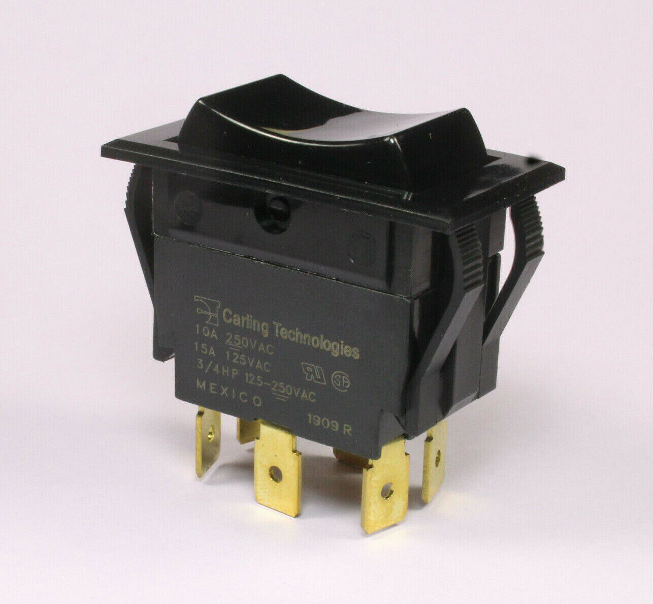 Carling Maintained Rocker Switch DPDT 10A 250Vac 15A 125Vac, ON/OFF/ON ...