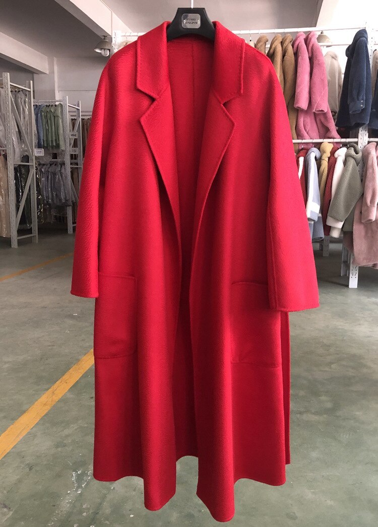 LANMREM Popular 2023 high end water ripple double-sided coat women long ...