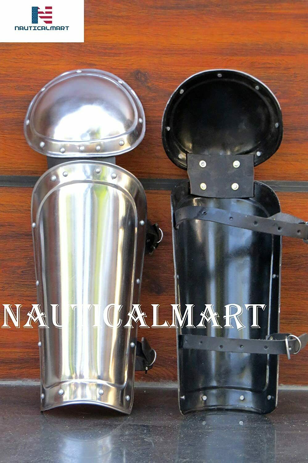 Medieval Leg Guards Conquest Leg Armor, Silver LARP - Halloween ...
