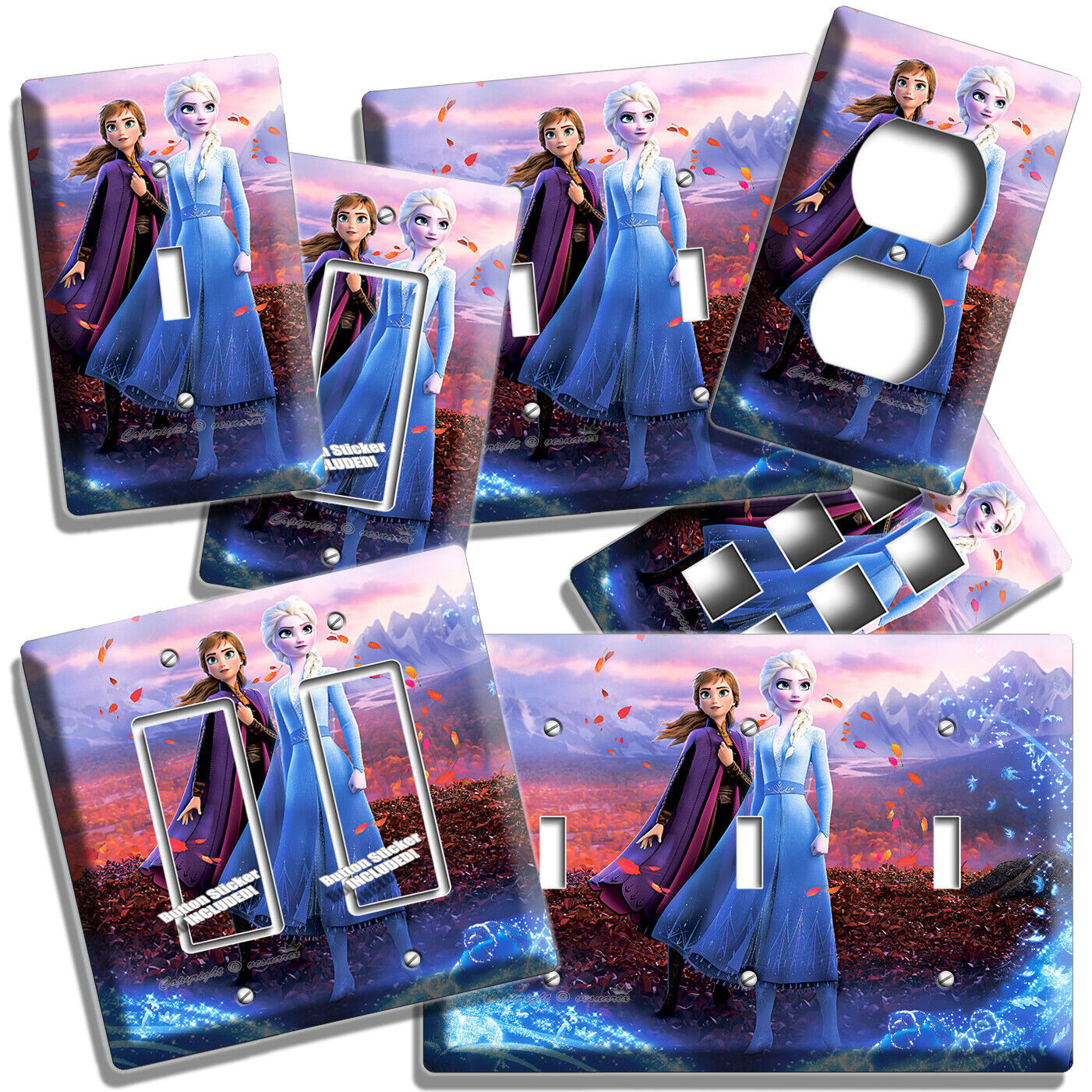 FROZEN PRINCESS ANNA ELSA SISTERS LIGHT SWITCH OUTLET WALL PLATE KIDS ...