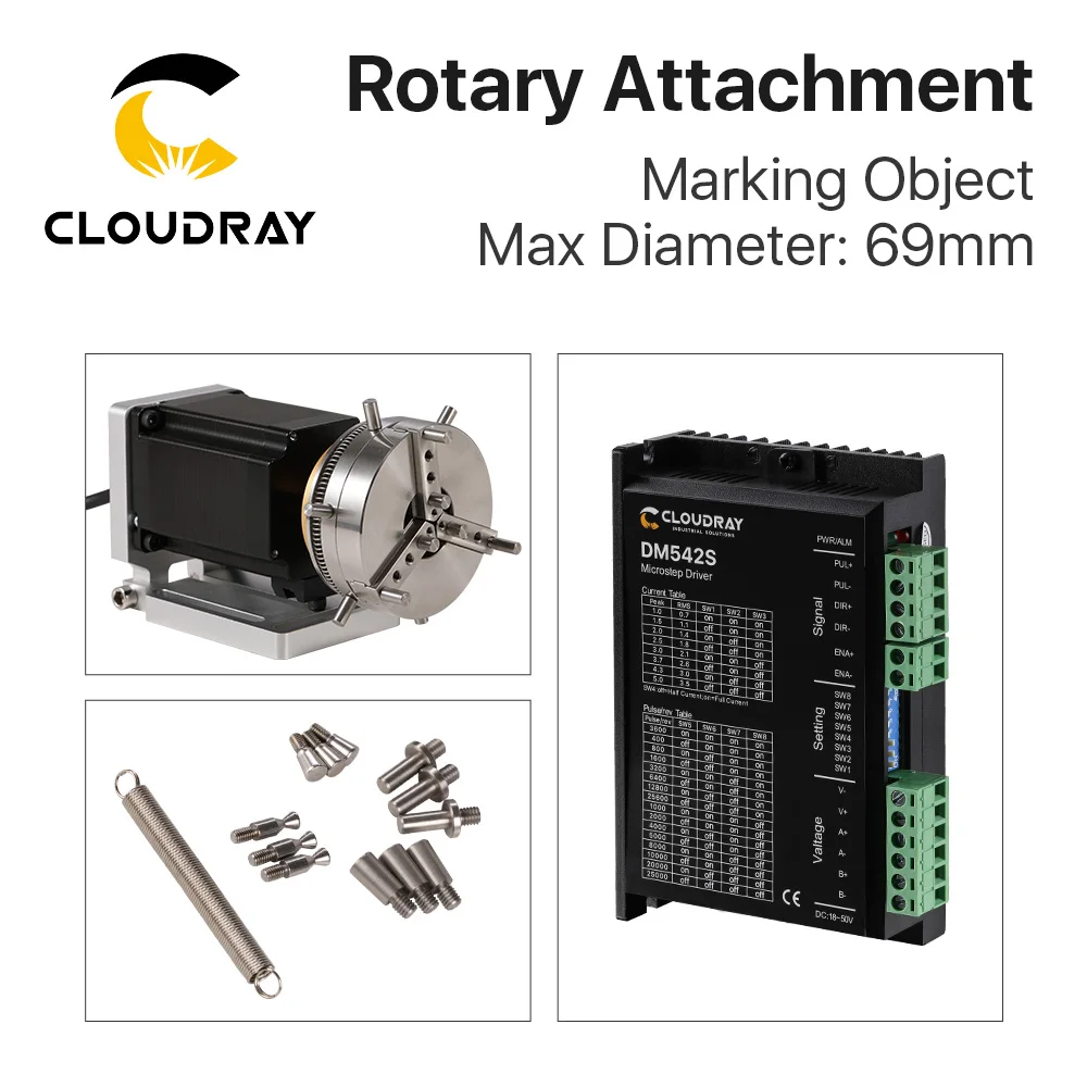 Cloudray Diameter 69mm Rotary Device 2 Phase Motor Rotary Attachment ...