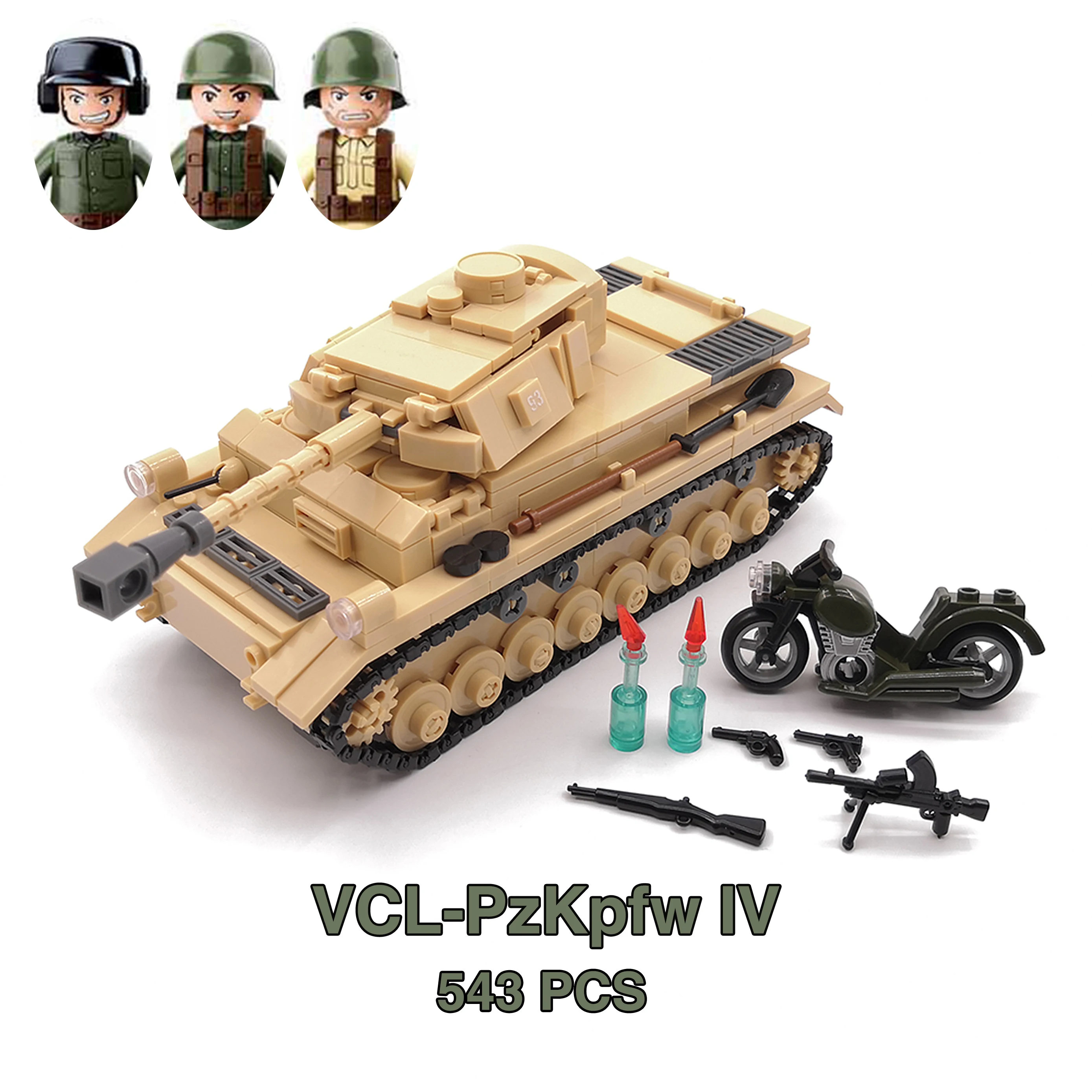 Military Tank T-34 Sherman Panzer IV BF109 Fighter Russia MOC WW2 Army ...