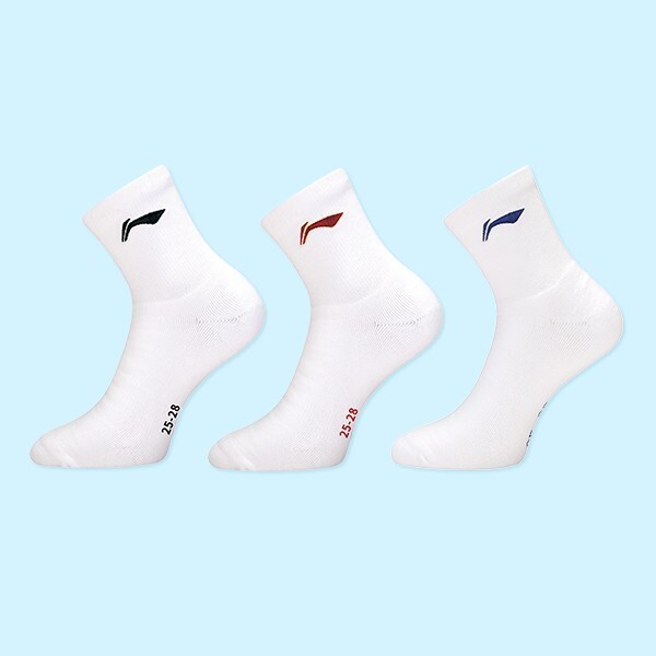Li-Ning Men's National Team Mid-Crew Badminton Sports Socks Casual 3pcs ...