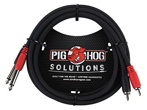 Pig Hog PD-R1403 Dual RCA (Male) to Dual 1/4" Mono (Male) Cable, 3 Feet ...