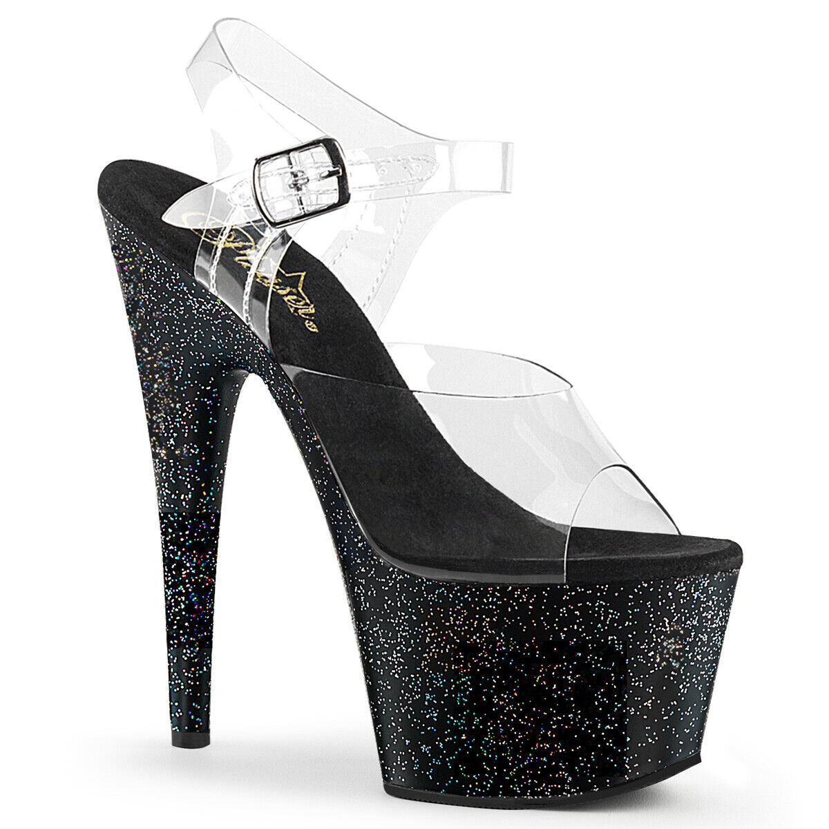 Pleaser Ado708mgcb Sexy 7 Heel Black Glitter Platform Dancer 0809