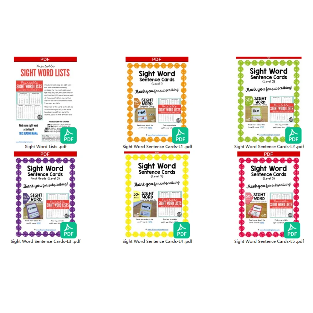 220 Sight Words Sentence Cards for Kid Toddler Learning English Toy ...