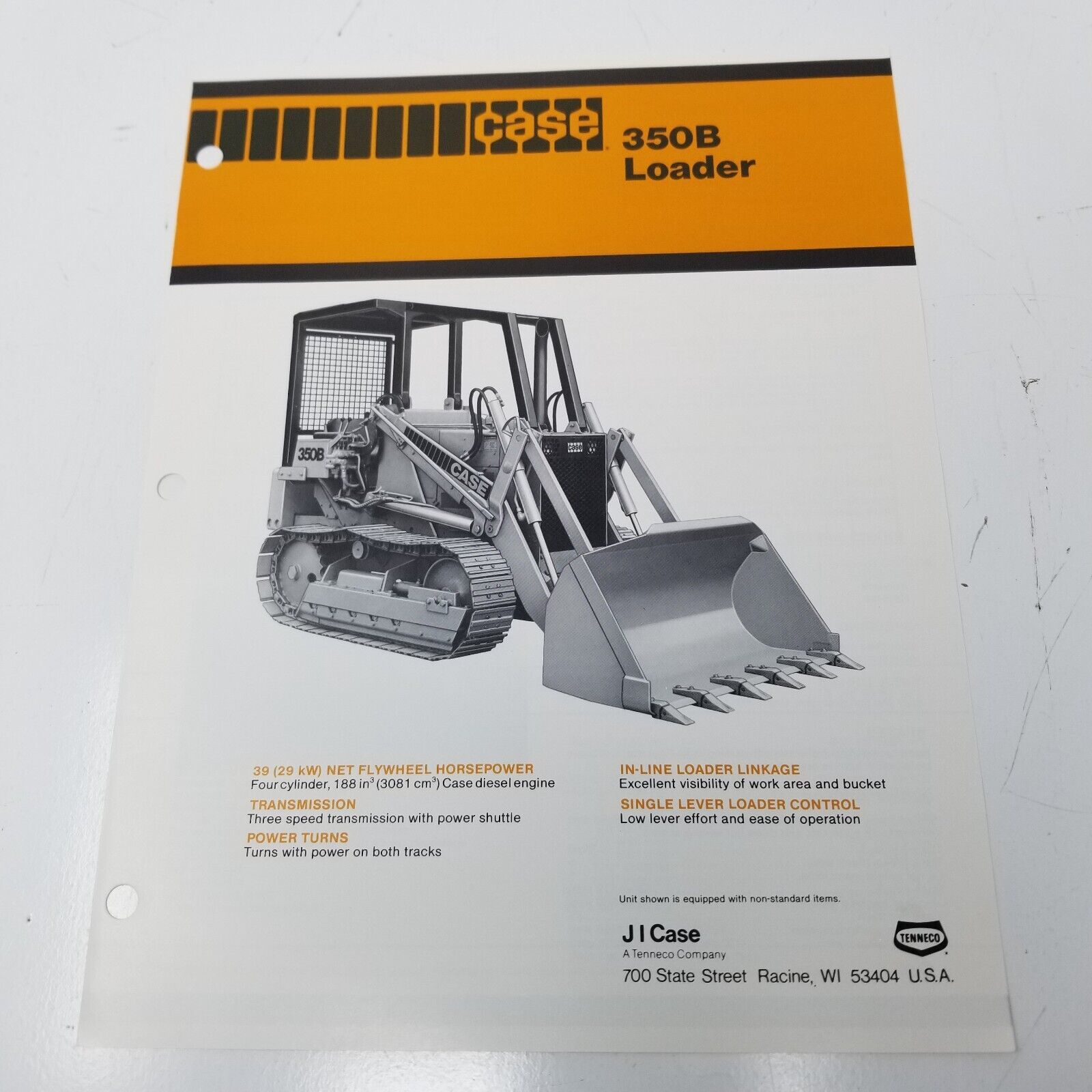 Case 350B Loader Sales Brochure 1980 Specifications Photos Accessories ...