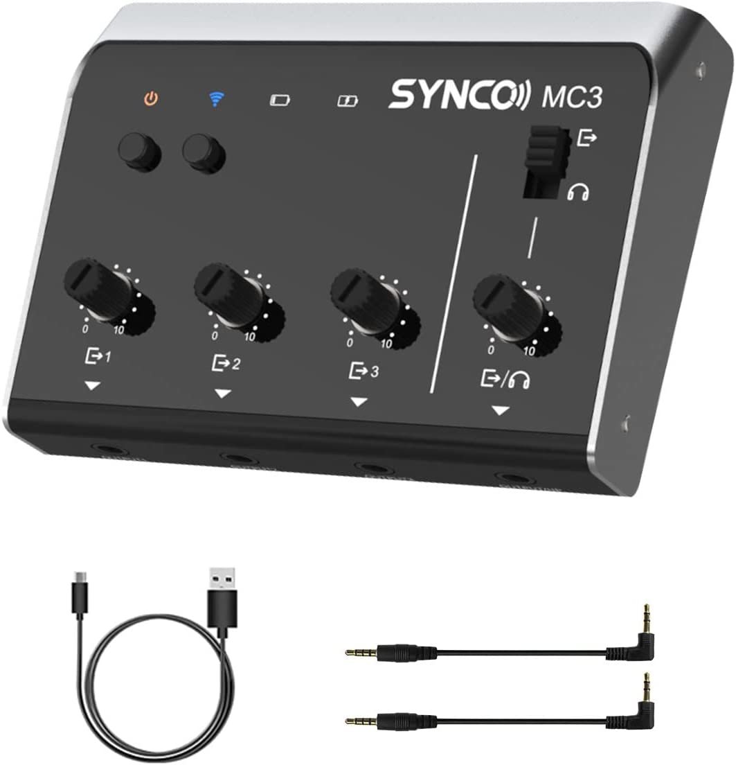 SYNCO Audio Mixer, 4-Channel Portable Stereo Line Mixer for Microphones ...