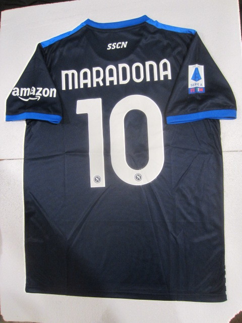 Diego Maradona Napoli Fingerprint Edition Match Navy Blue Soccer Jersey ...