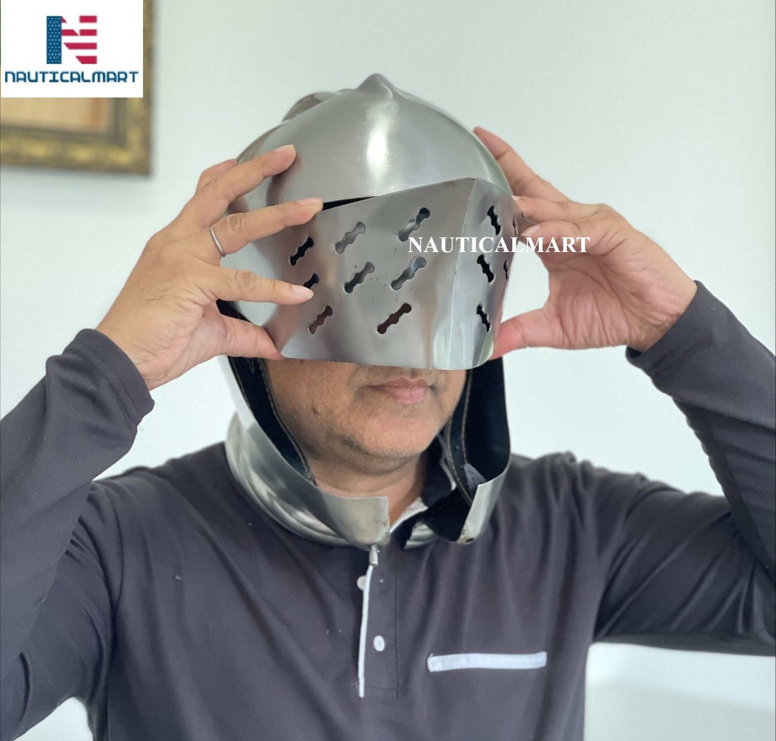 NauticalMart Tudor Renaissance Close Helm Jousting Helmet - Armor & Shields