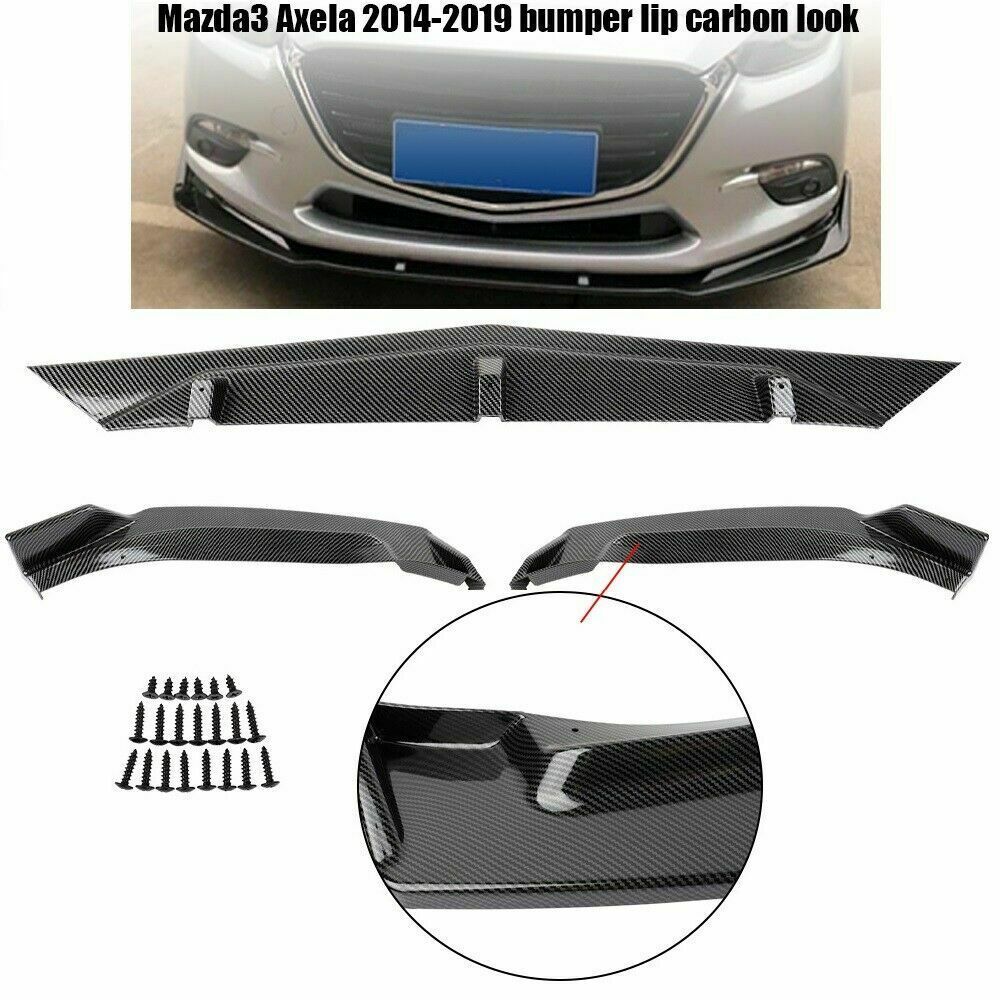 For Mazda 3 Axela 14-18 Front Bumper Lip Body Kit Spoiler Carbon Fiber ...
