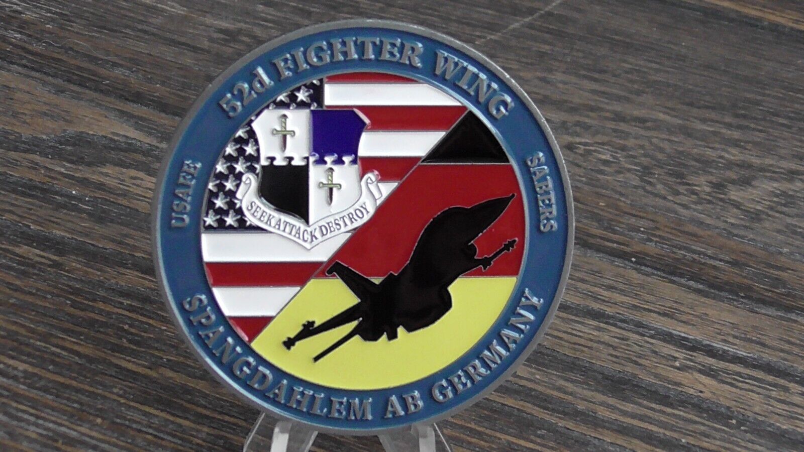 USAF 52nd Fighter Wing Spangdahlem AB Germany Spinning Challenge Coin ...