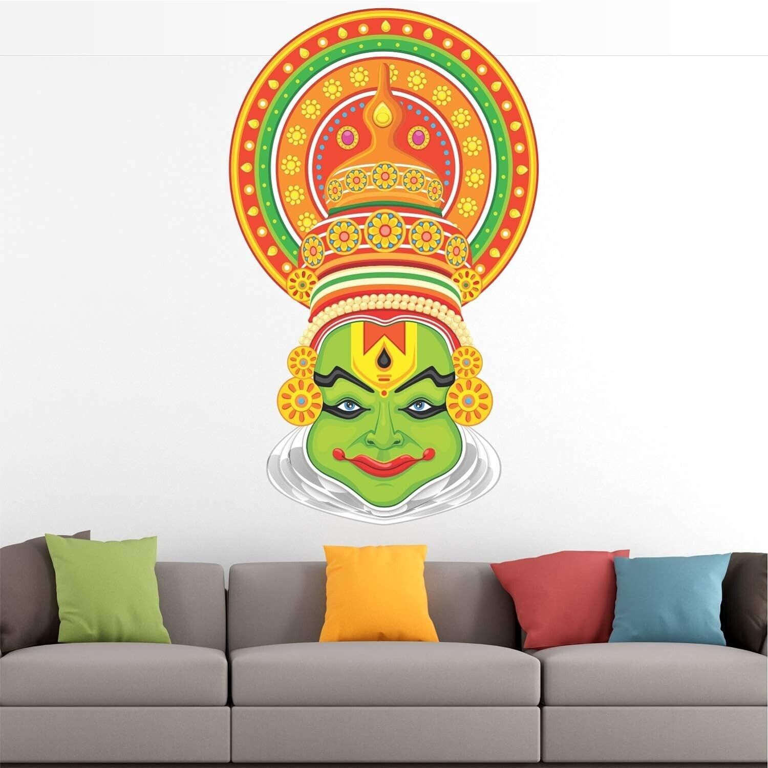 PVC Vinyl Traditional Kerala Kathakali Dance Wall Sticker 70 X 45 cm ...