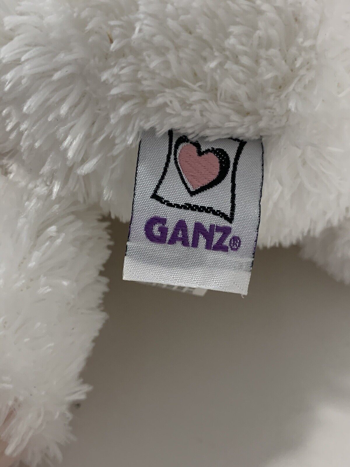 Ganz Bouncer Bunny white plush lop rabbit long pink floppy ears beanbag ...