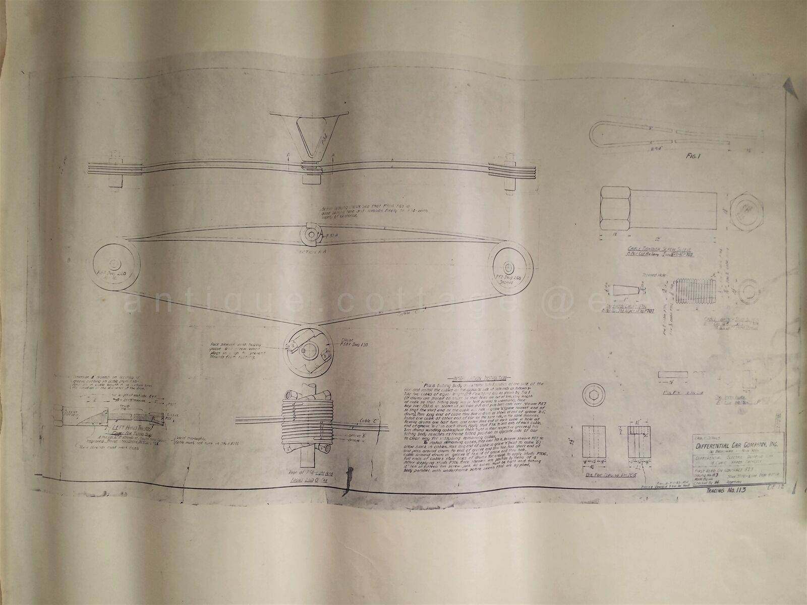 1922 antique DIFFERENTIAL DUMP CAR RED ARROW TROLLEY BLUEPRINTS ...