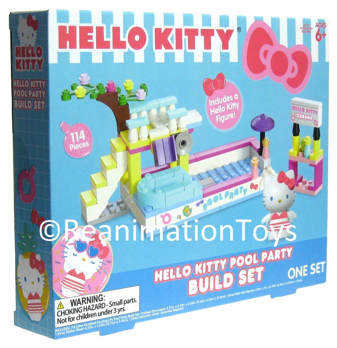 Sanrio Hello Kitty Pool Party w/Figure Building Blocks Brick Build Set ...