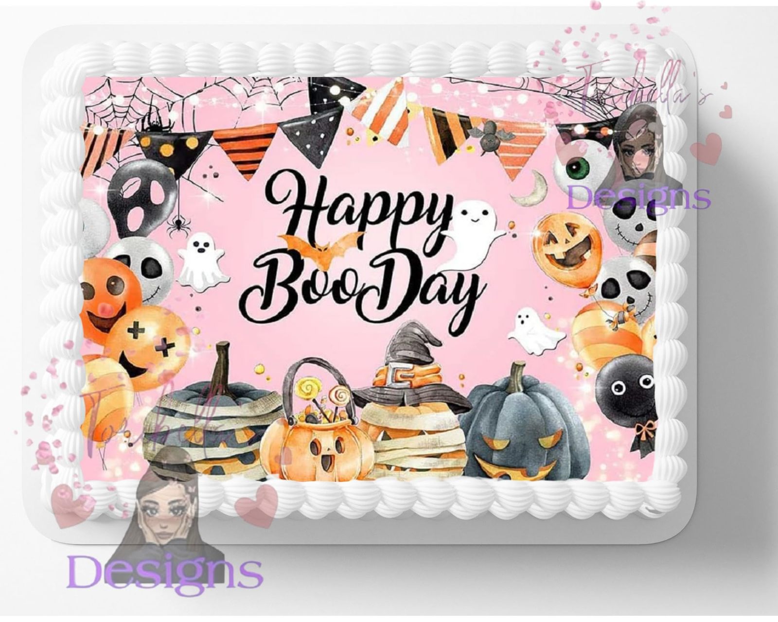 Happy Boo Day Ghost Theme Edible Halloween Image Cake Topper Frosting ...