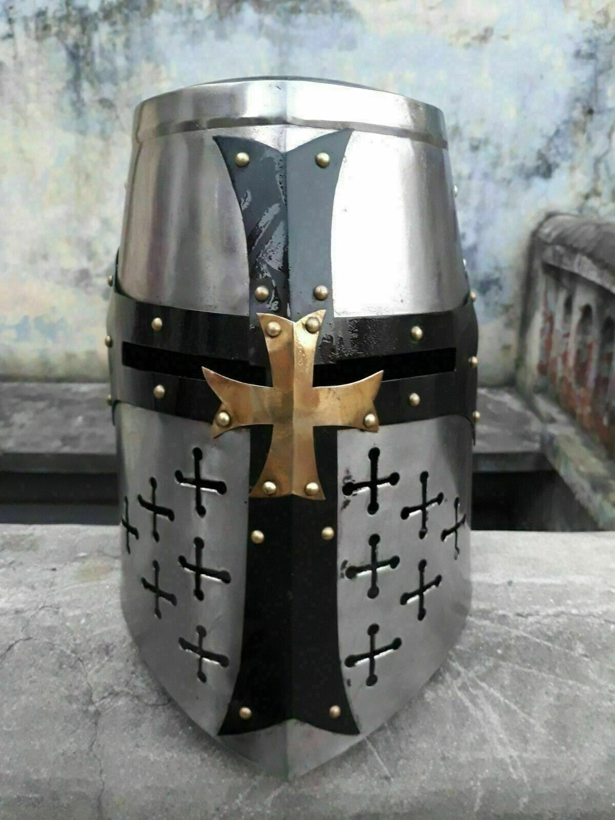 Medieval Knight Replica Helmet Crusader Armor Reenactment SCA Larp ...