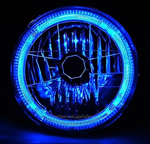 OCTANE LIGHTING 7" Halogen Crystal Clear Blue Led Halo Ring H4 Light ...