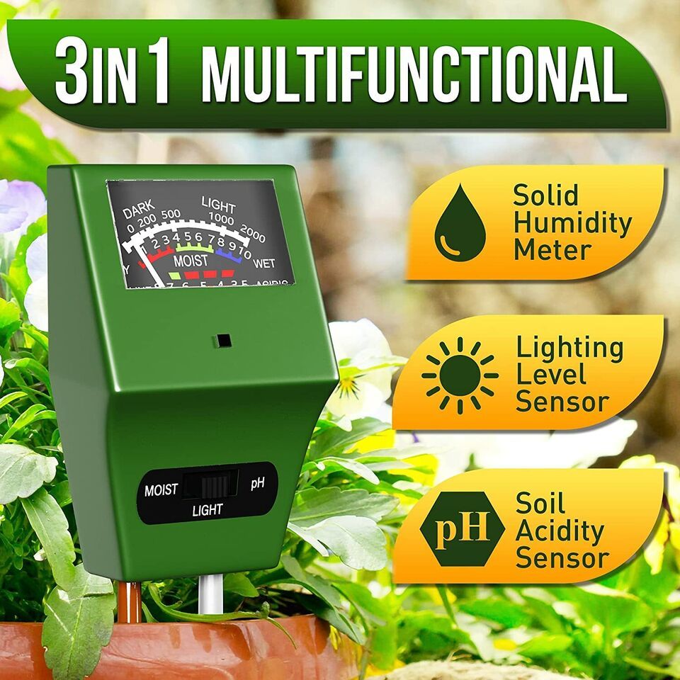 Soil Plant Moisture Meter, 3-1 Soil Moisture pH Light Meter, Water ...