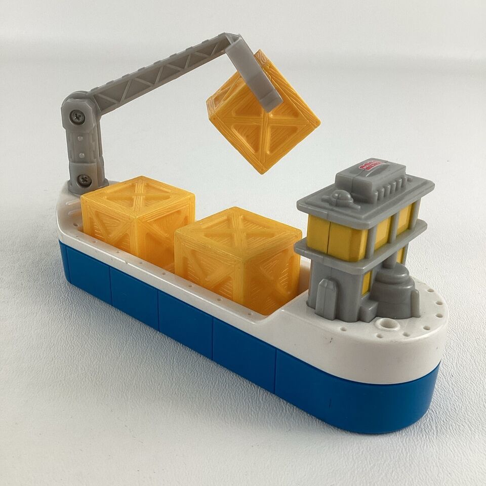 Fisher Price Geotrax Ocean Cargo Transport Boat with Crates Lot Vintage ...