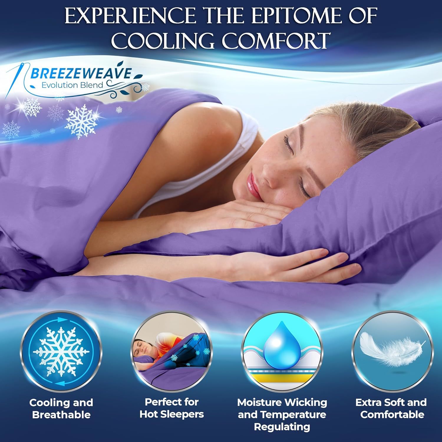 Decolure Cooling Sheets Queen Set 4Pcs - Luxurious & Ultra-Soft Cooling ...